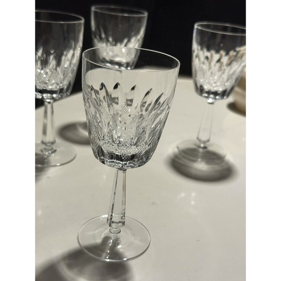 Unmarked | Dining | Vtg Cut Crystal Wine Glasses Hexagon Stem 5 Set Of ...